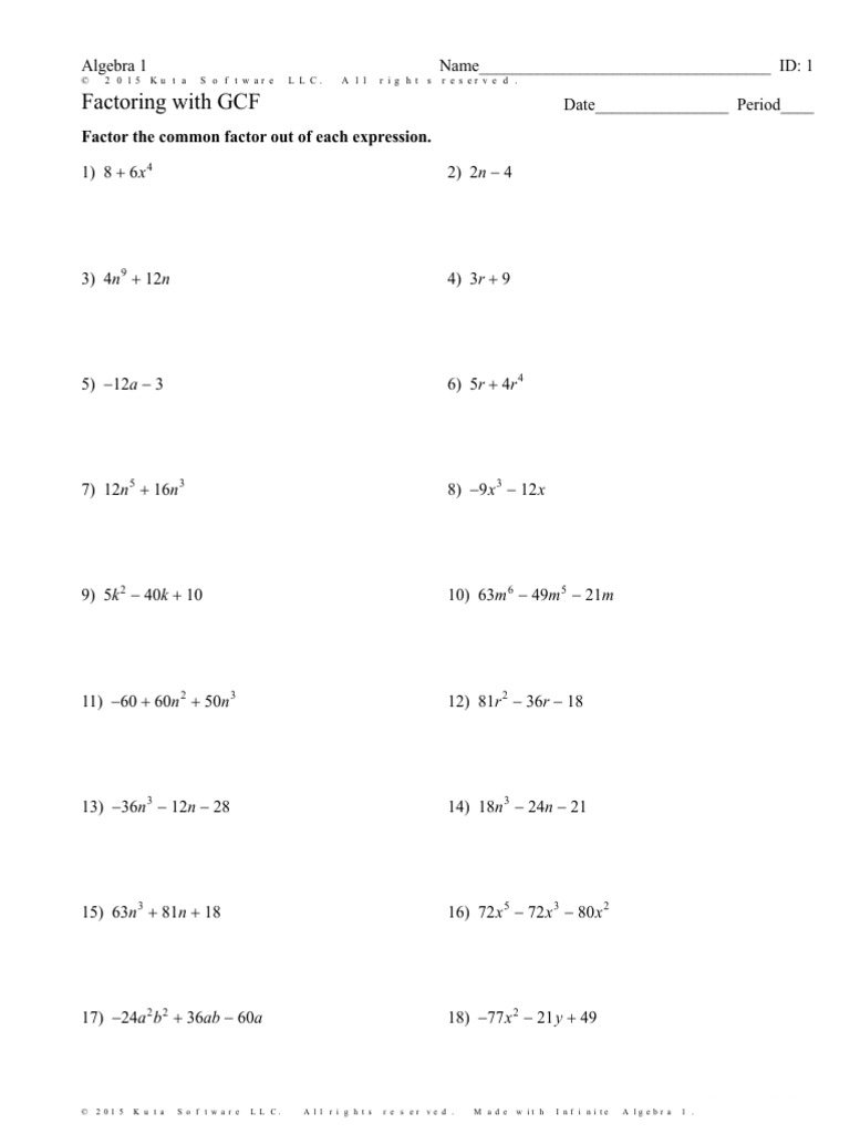 Factoring With GCF | PDF