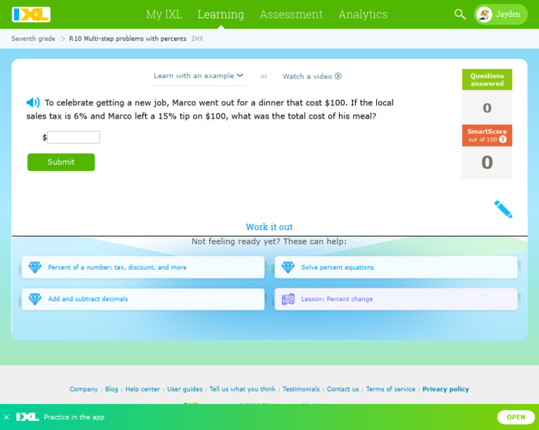 IXL Multi-Step Problems With Percents 7th Grade Math | PDF