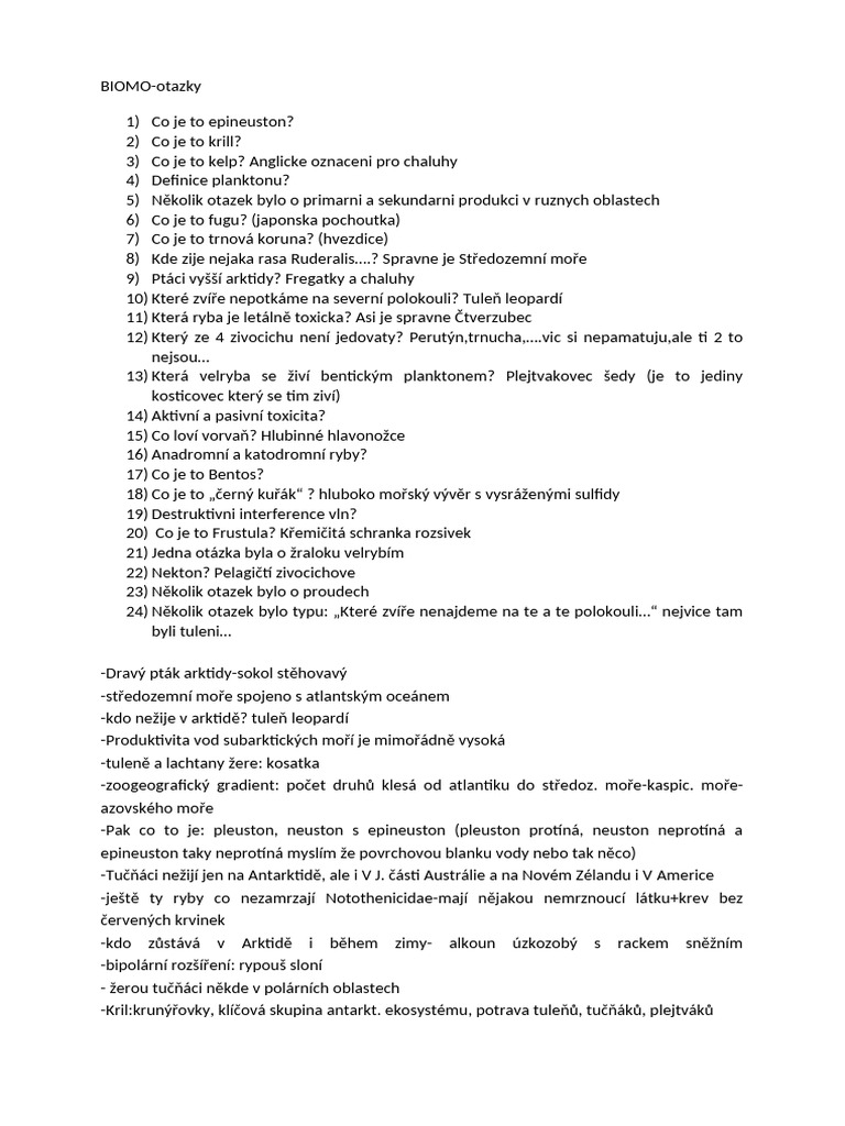 Biomo Otazky Teorie | PDF