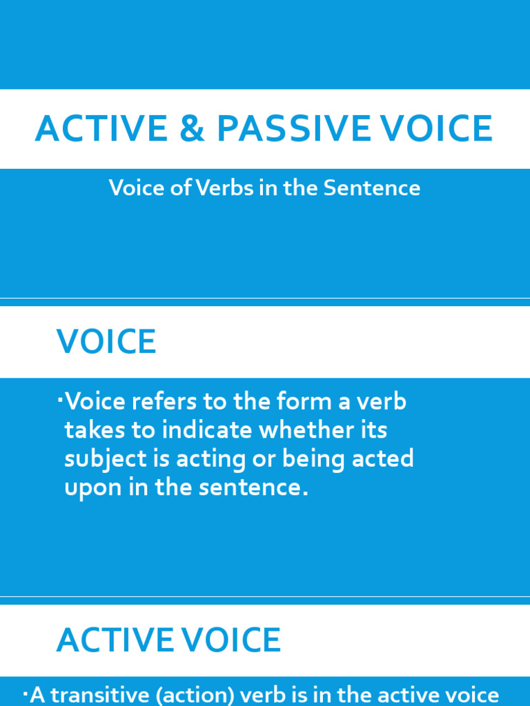 Active Passive Voice PDF | PDF | Verb | Subject (Grammar)