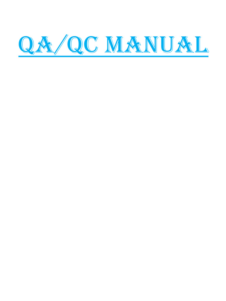 Comprehensive QA/QC Manual Guide | PDF | Quality Management System ...