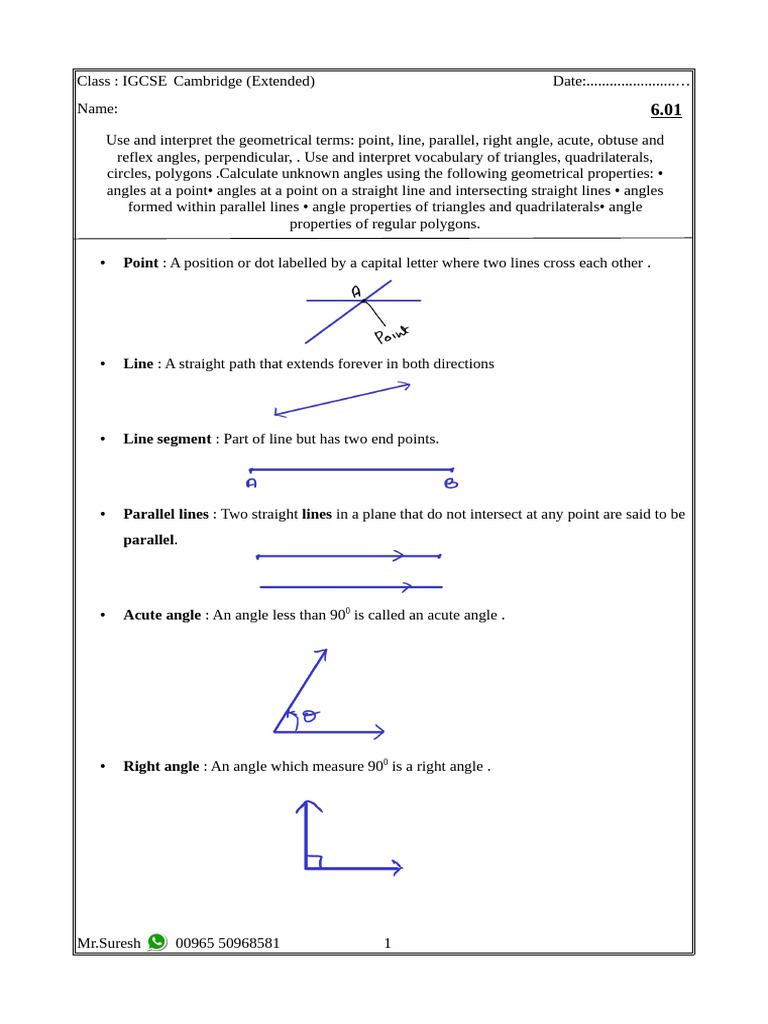Geometric Terms and Angle Properties | PDF | Triangle | Angle