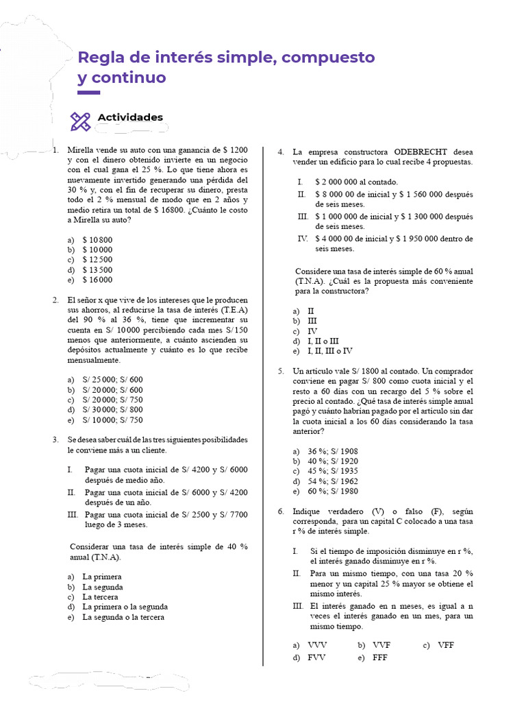 Ejercicios de Interés Simple y Compuesto | PDF | Interés | Bancos