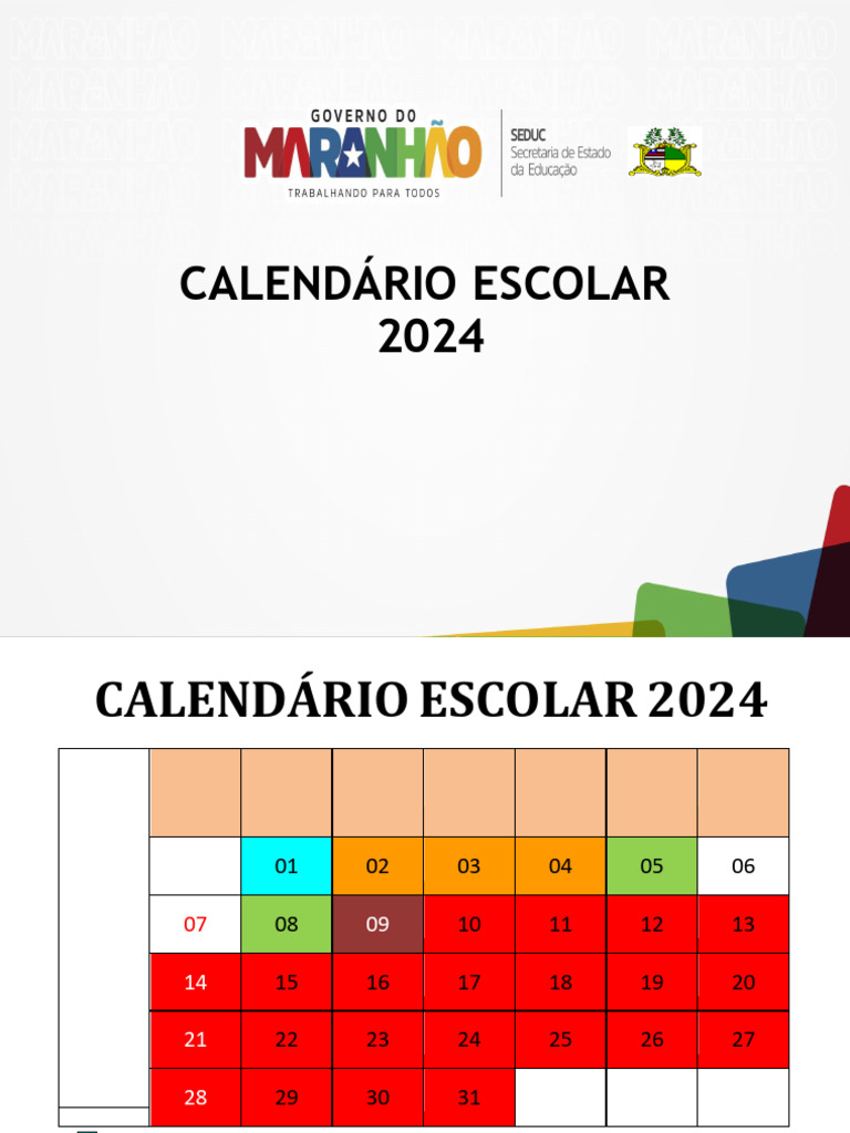 Calendário Escolar 2024 - Centro Maria Conceição | PDF