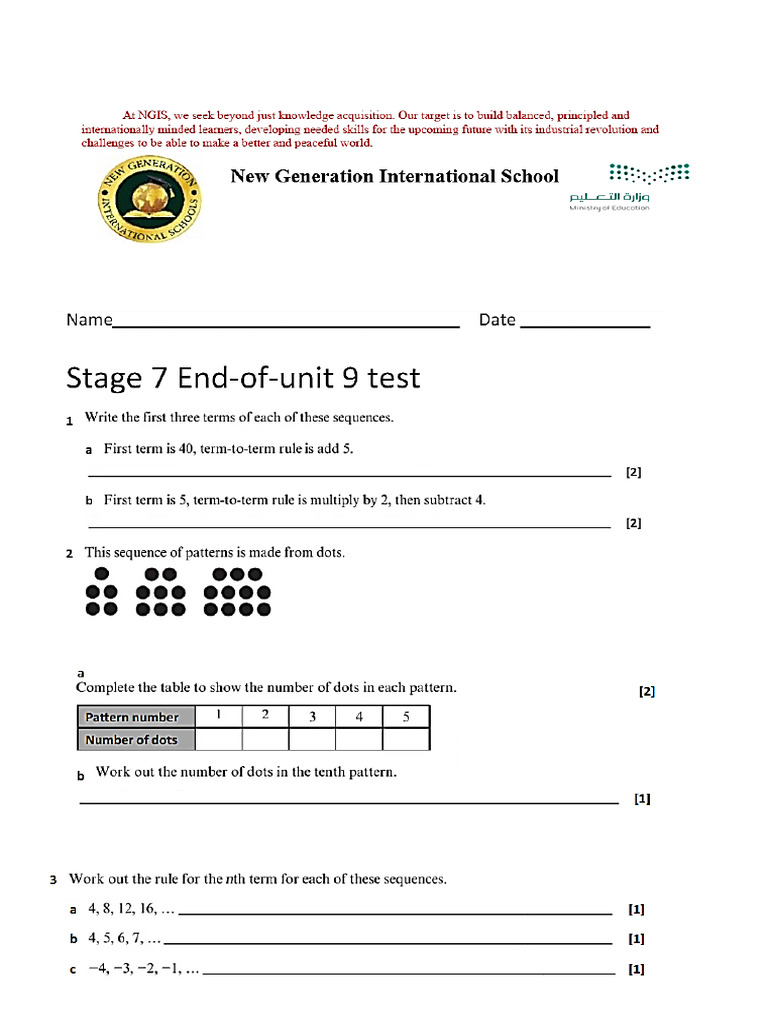 End of Unit 9 Test | PDF