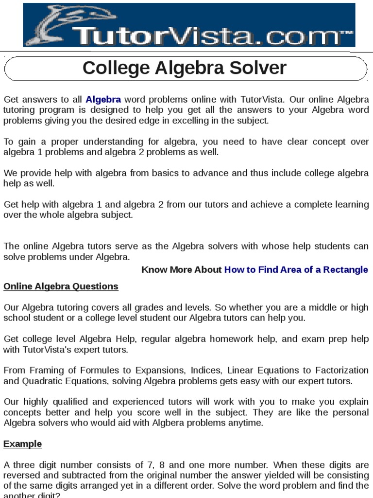 College Algebra Solver | PDF