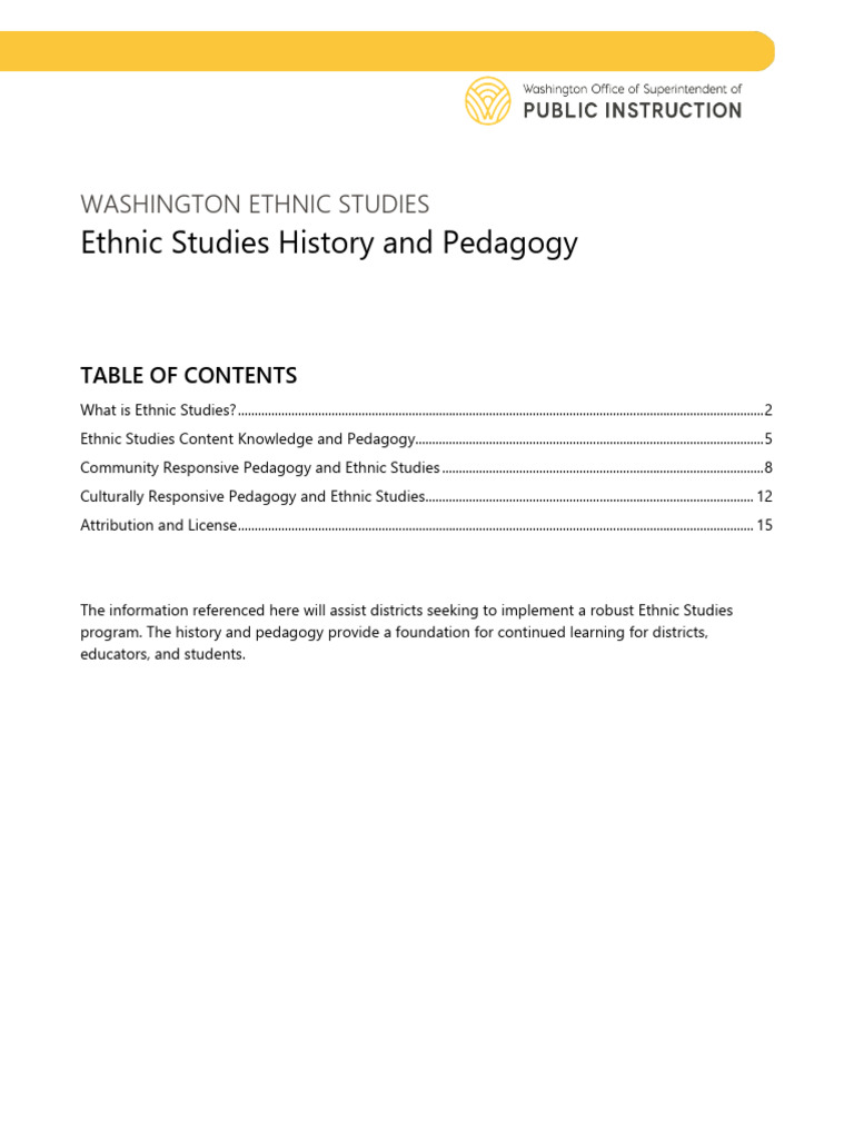Washington Ethnic Studies Overview | PDF | Pedagogy | Teachers