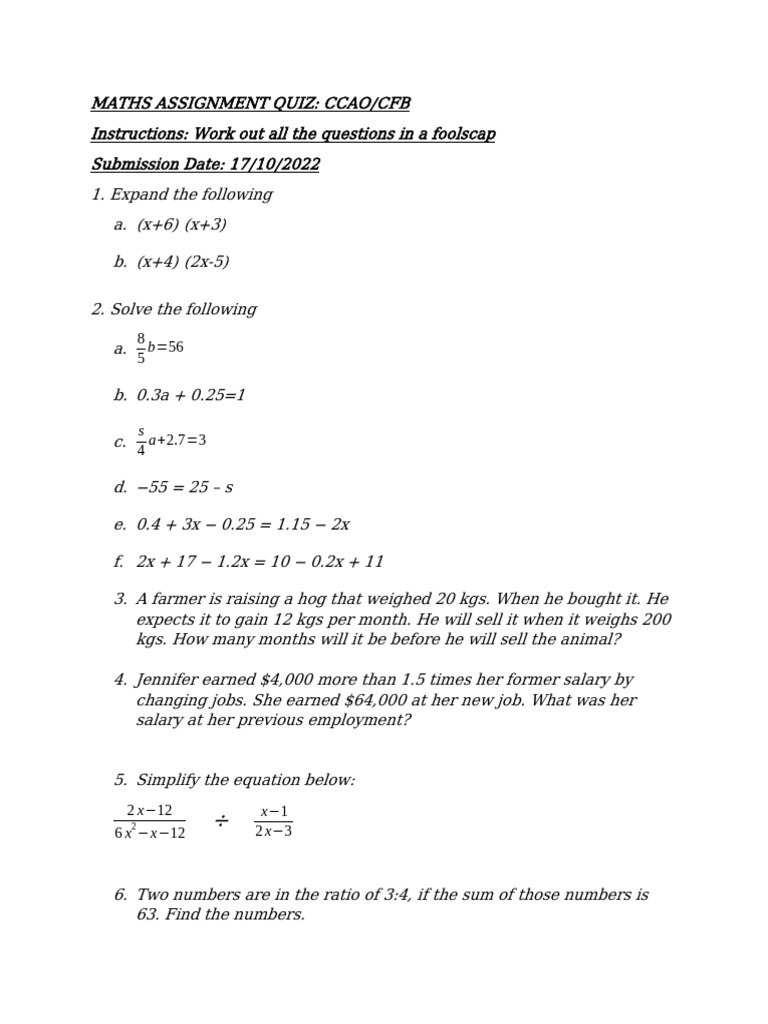 Maths Assgnment | PDF