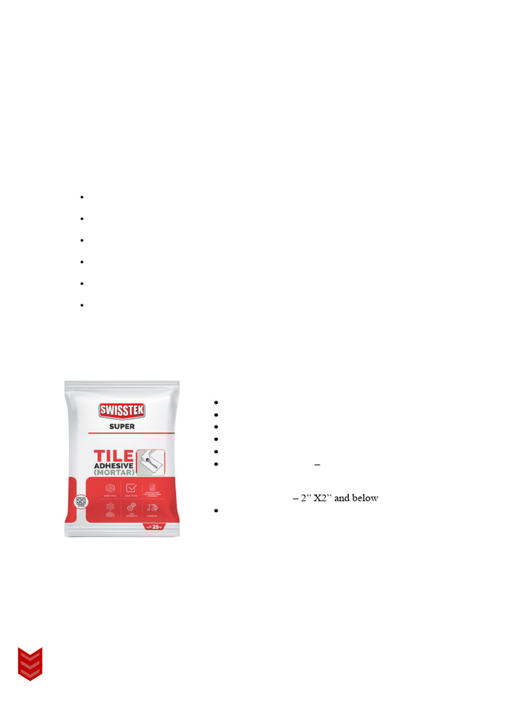 TDS of Swisstek Tile Adhesive | PDF | Tile | Adhesive