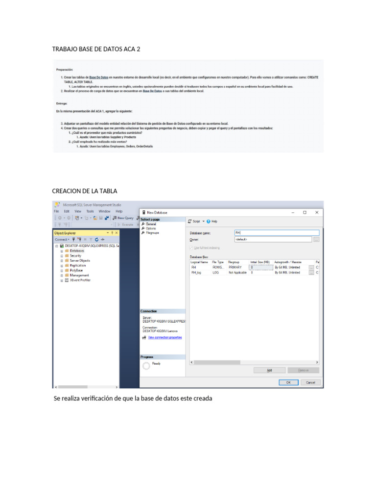TRABAJO BASE DE DATOS ACA 2 | PDF