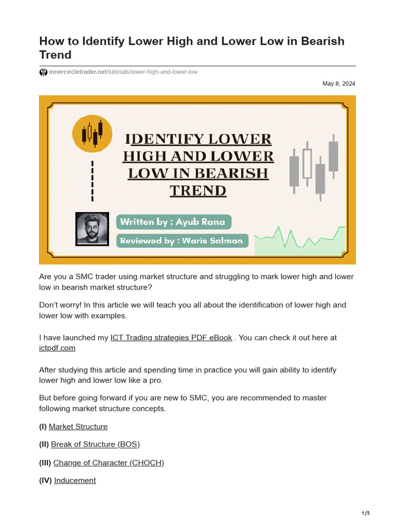 How To Identify Lower High and Lower Low in Bearish Trend | PDF ...