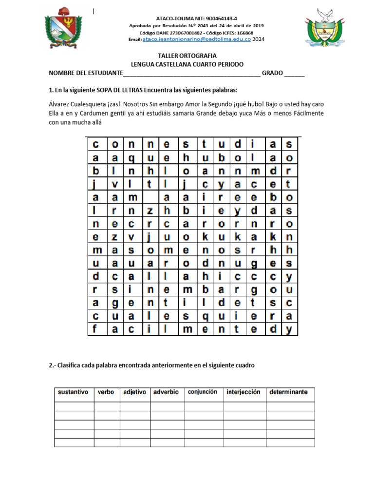 ORTOGRAFIA GRADO SEXTO Y SEPTIMO | PDF