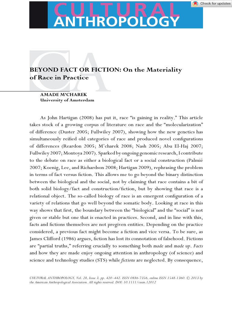 M'CHAREK - BEYOND FACT OR FICTION On The Materiality of Race in ...