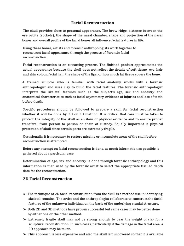 Facial Reconstruction-2D and 3D | PDF | Skull