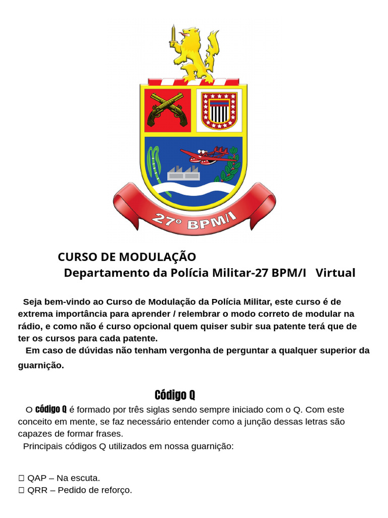 Curso de Modulação PM: Regras e Código Q | PDF