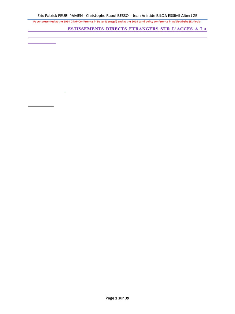 FEUBI PAMEN - LAREM Working Paper | PDF | Market (Economics) | Foreign ...