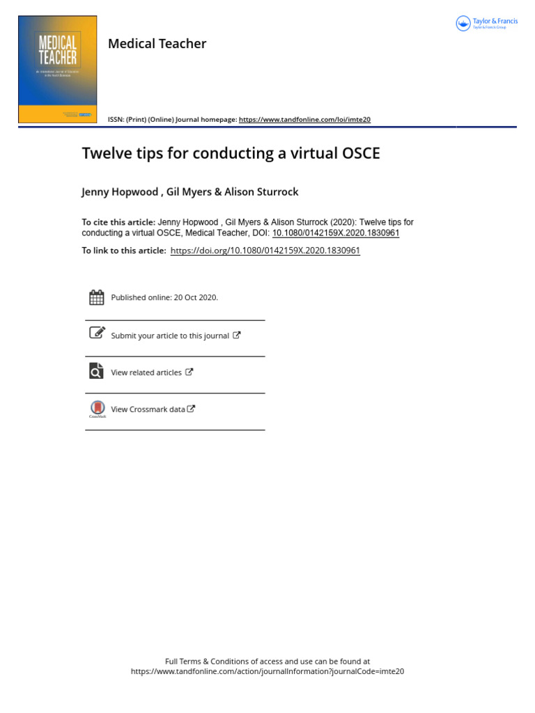 3 Twelve Tips For Virtual OSCE | PDF