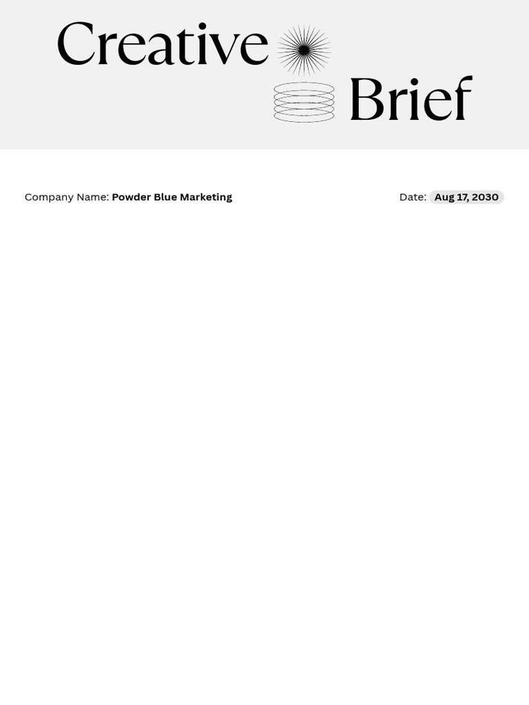 Creative Brief Doc in Black and White Grey Editorial Style | PDF