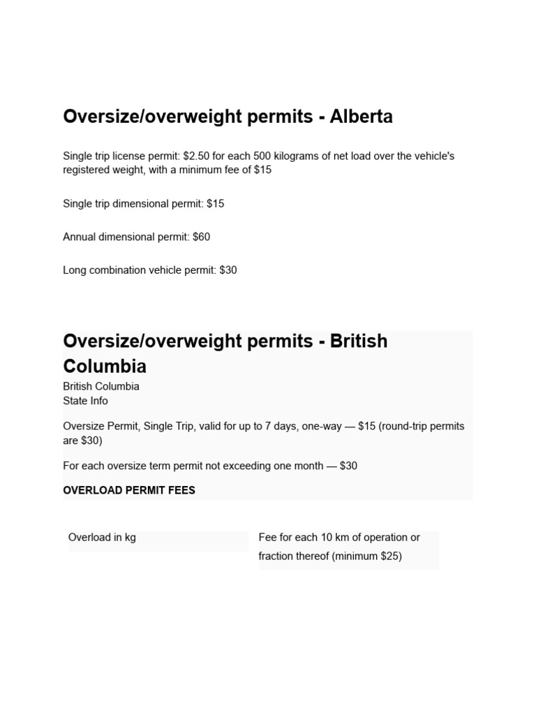 Oversize - Overweight Permits | PDF | Semi Trailer Truck | Transport