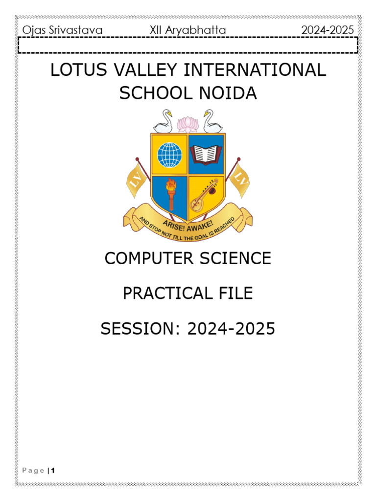 Ojas Srivastava Practical File 12th Aryabhatta | PDF | Filename | Computer Programming