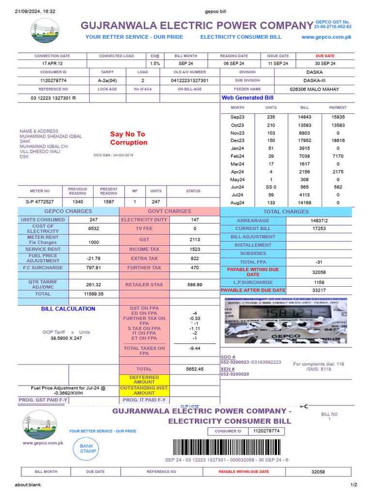 Gepco Bill | PDF | Taxes | Value Added Tax