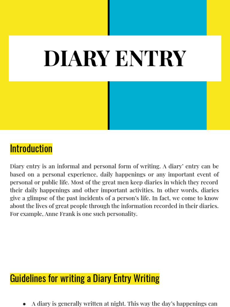 Diary Entry Writing | PDF | Diary
