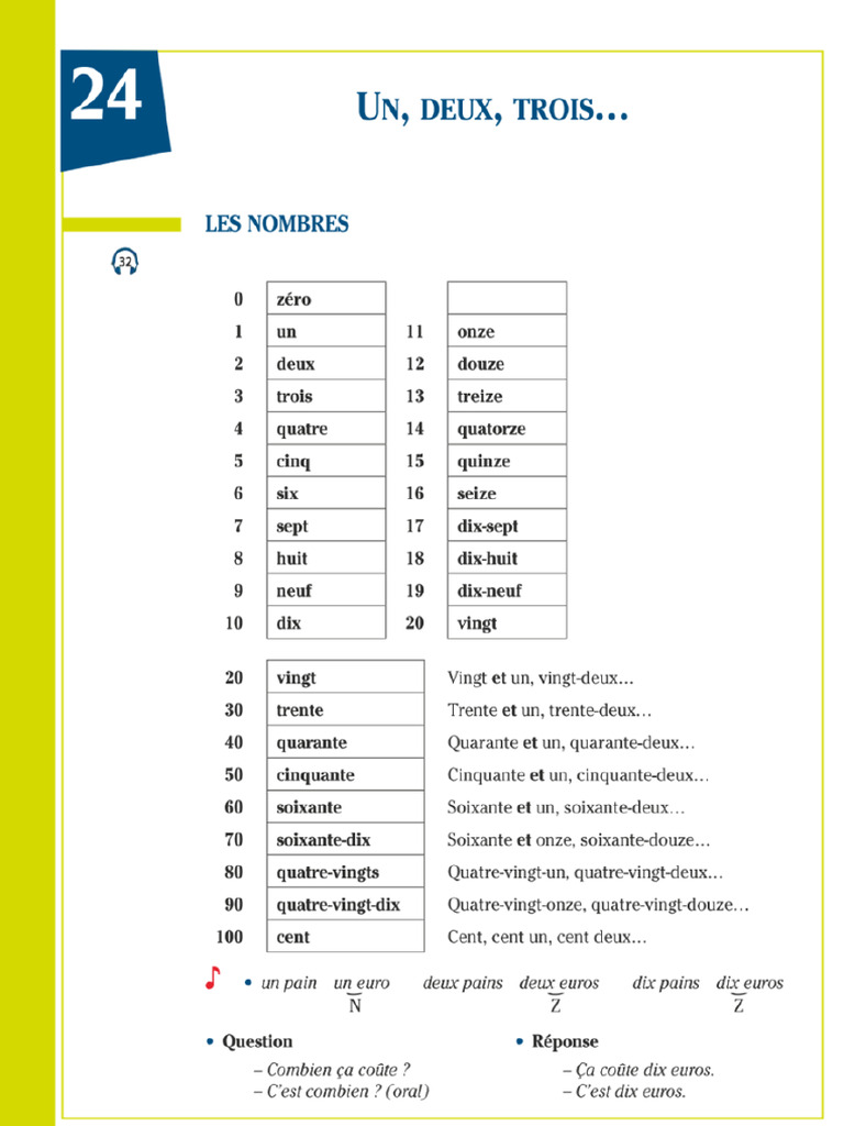 Les Nombres de 0 À 100 | PDF