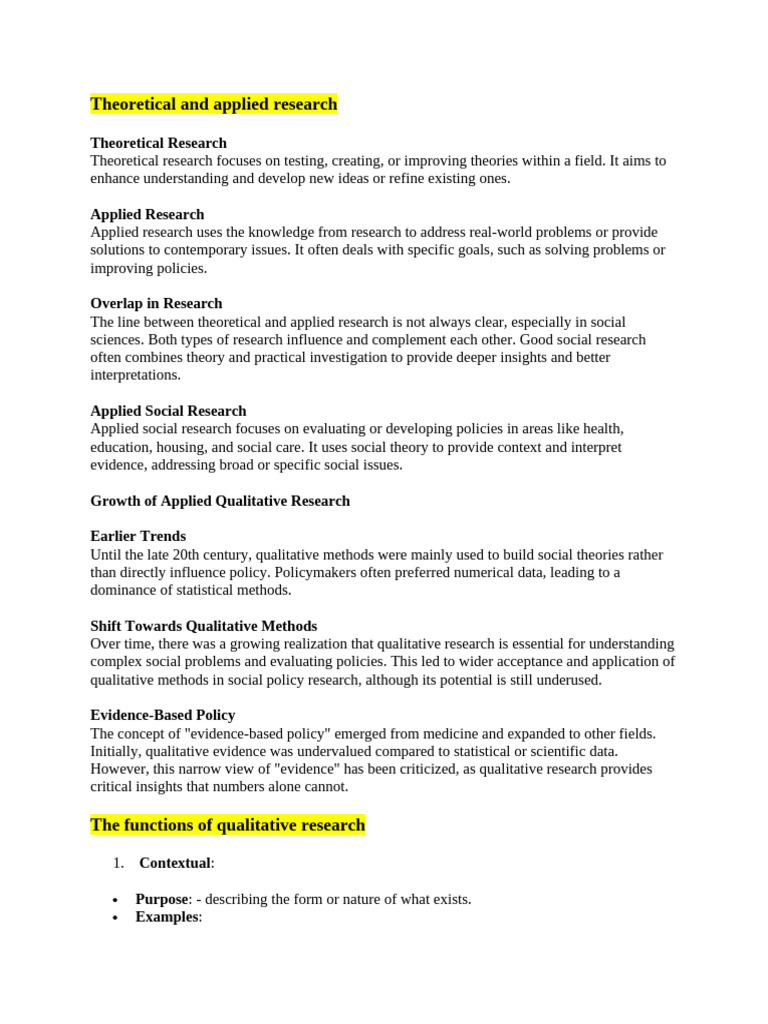 Theoretical and Applied Research | PDF | Qualitative Research ...