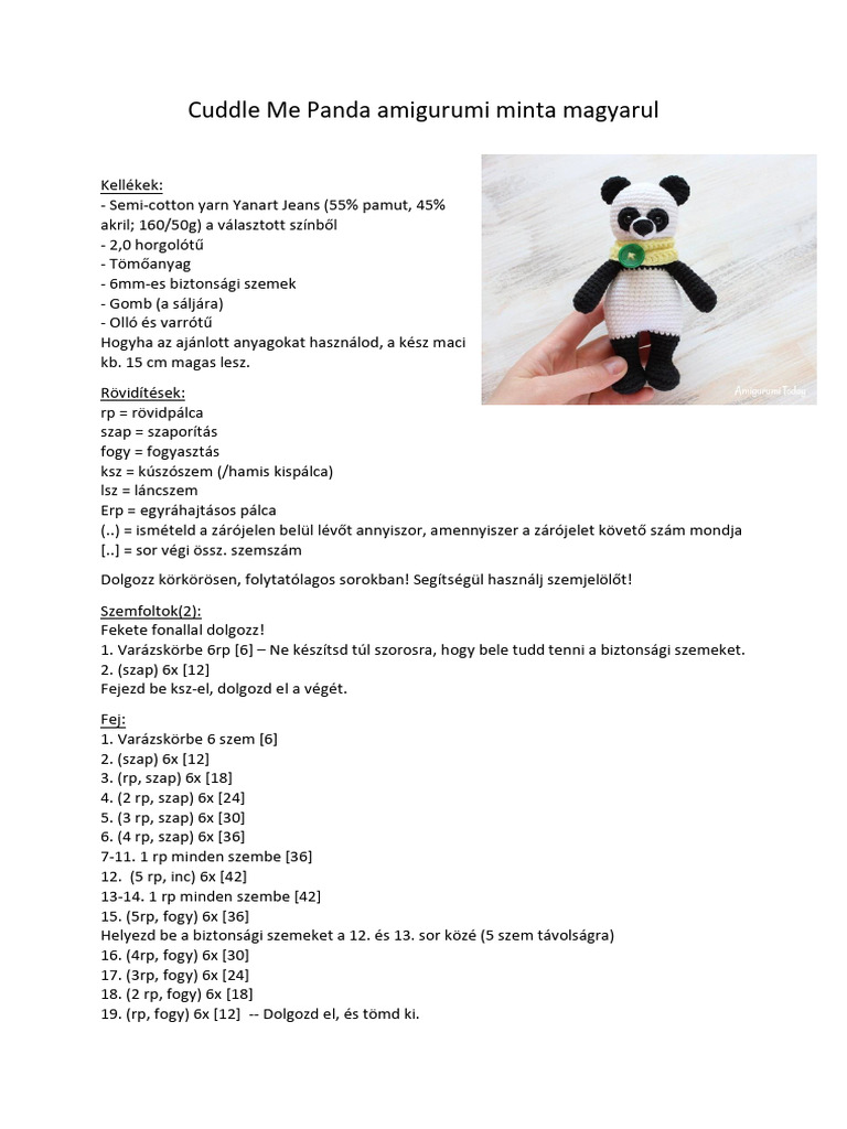 Amigurumi Today - Cuddle Me Panda - Hun | PDF