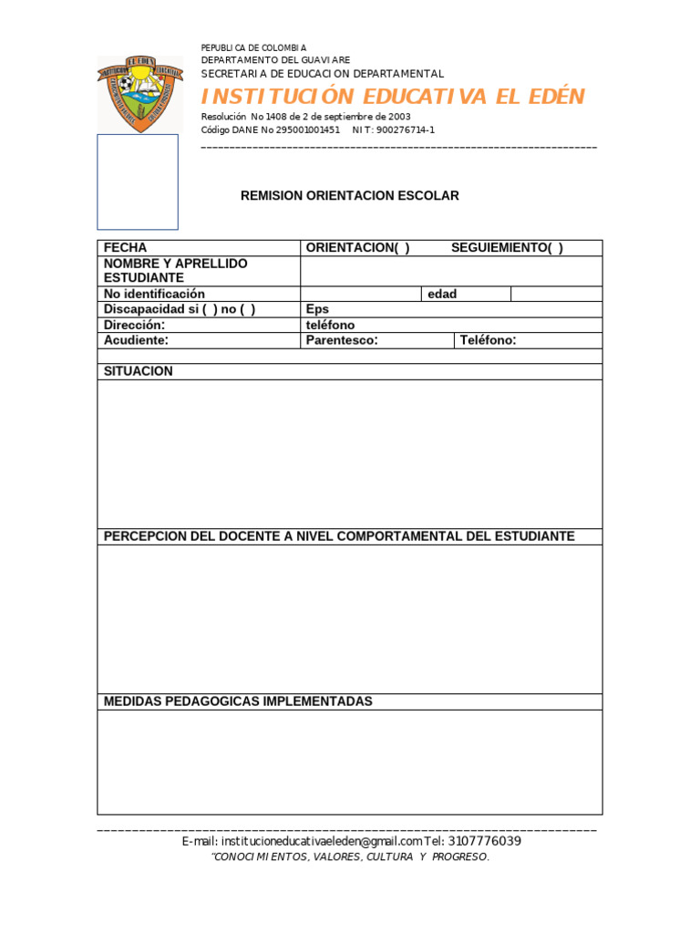 Remision Orientacion Escolar | PDF