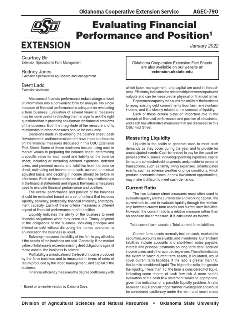 Evaluating Financial Performance and Position Agec 790 1 | PDF | Equity ...