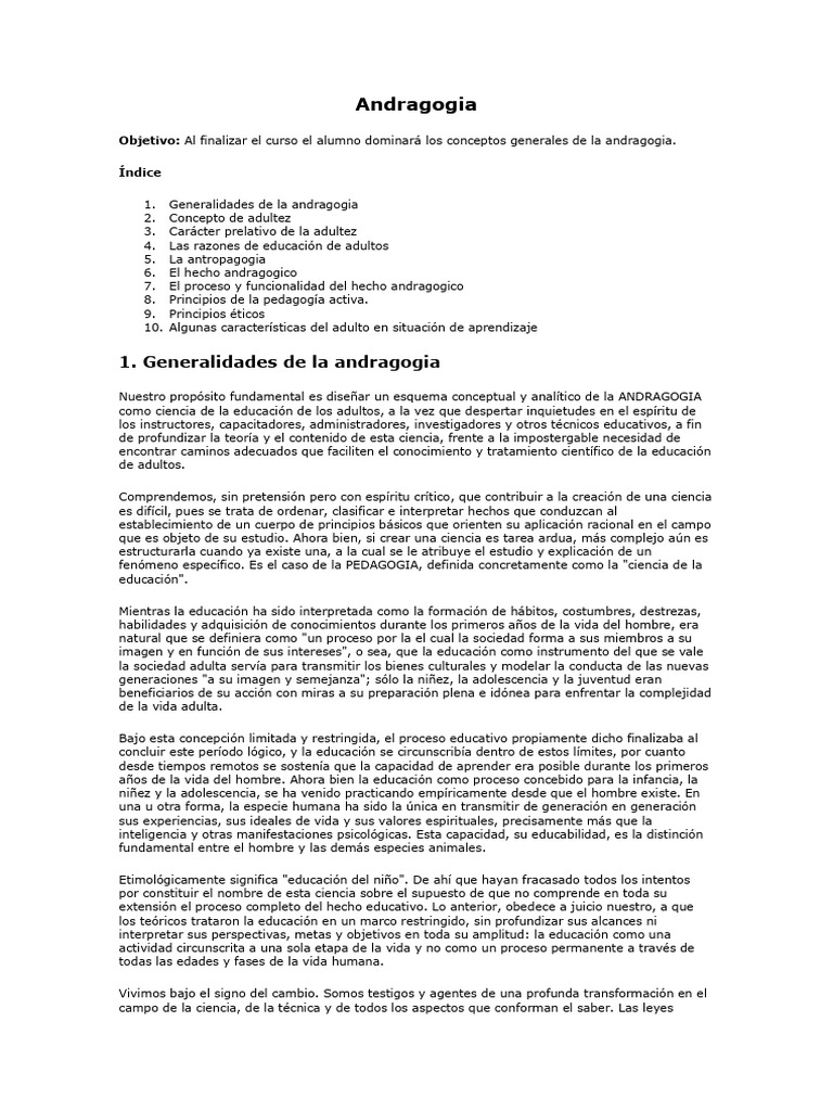 Introducción a la Andragogía y Educación de Adultos | PDF | Adultos ...