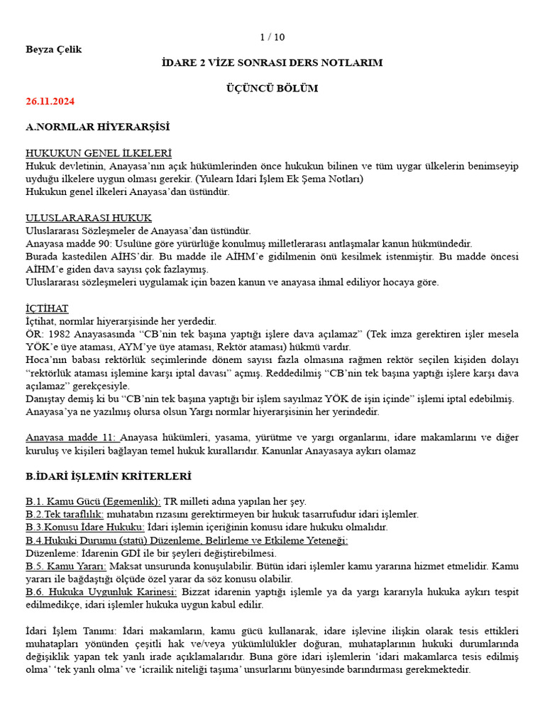 İDARE 2 VİZE SONRASI 2024 GÜZ | PDF