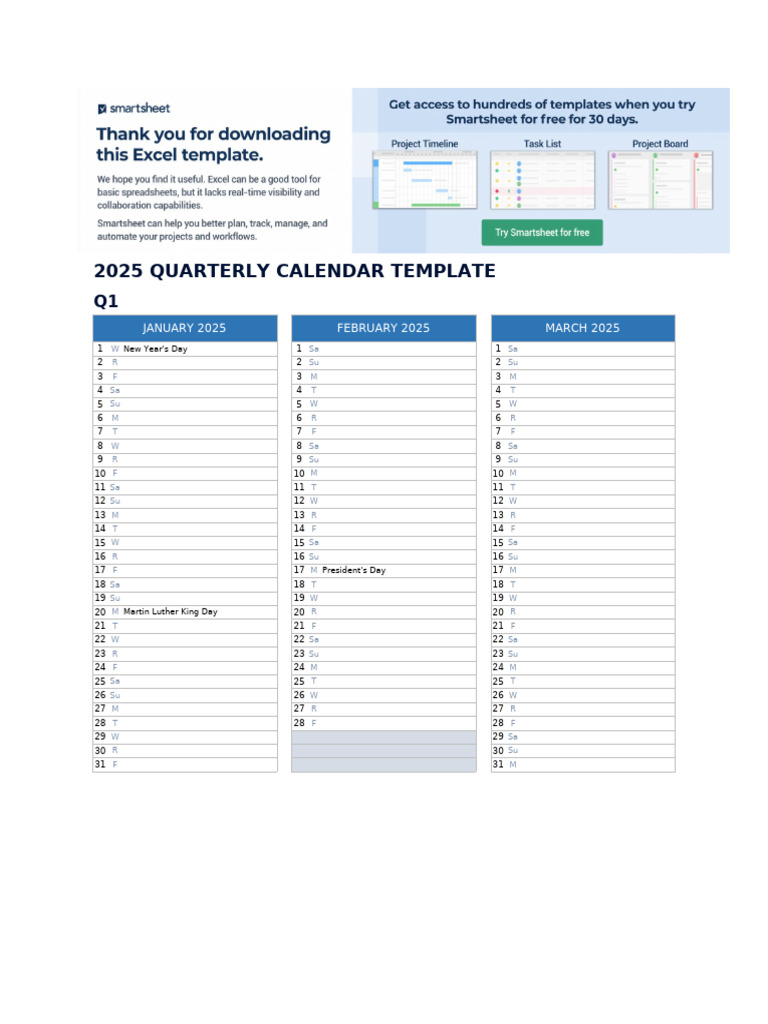 Ic 2025 Quarterly Calendar Template 8583 | PDF