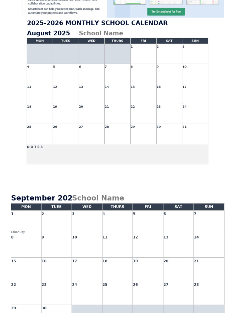 2025-2026 School Calendar Template | PDF | Observances | Holidays
