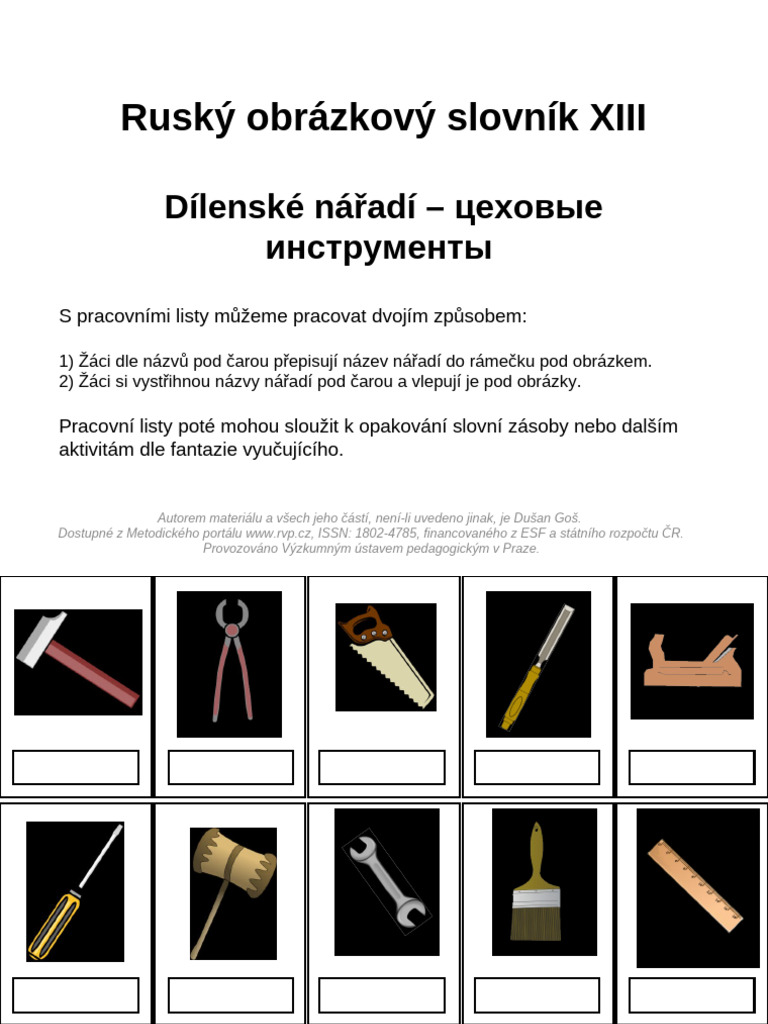 Obrázkový Slovník - Dílenské Nářadí | PDF