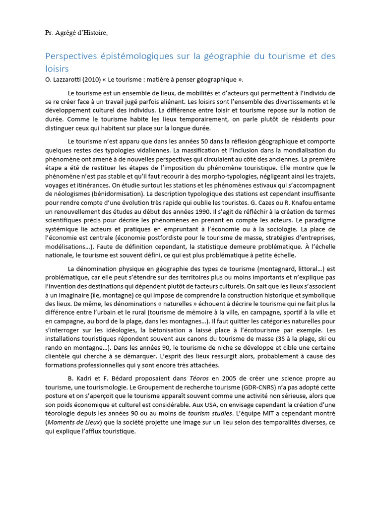 Géographie du tourisme et des loisirs | PDF | Tourisme | Transport