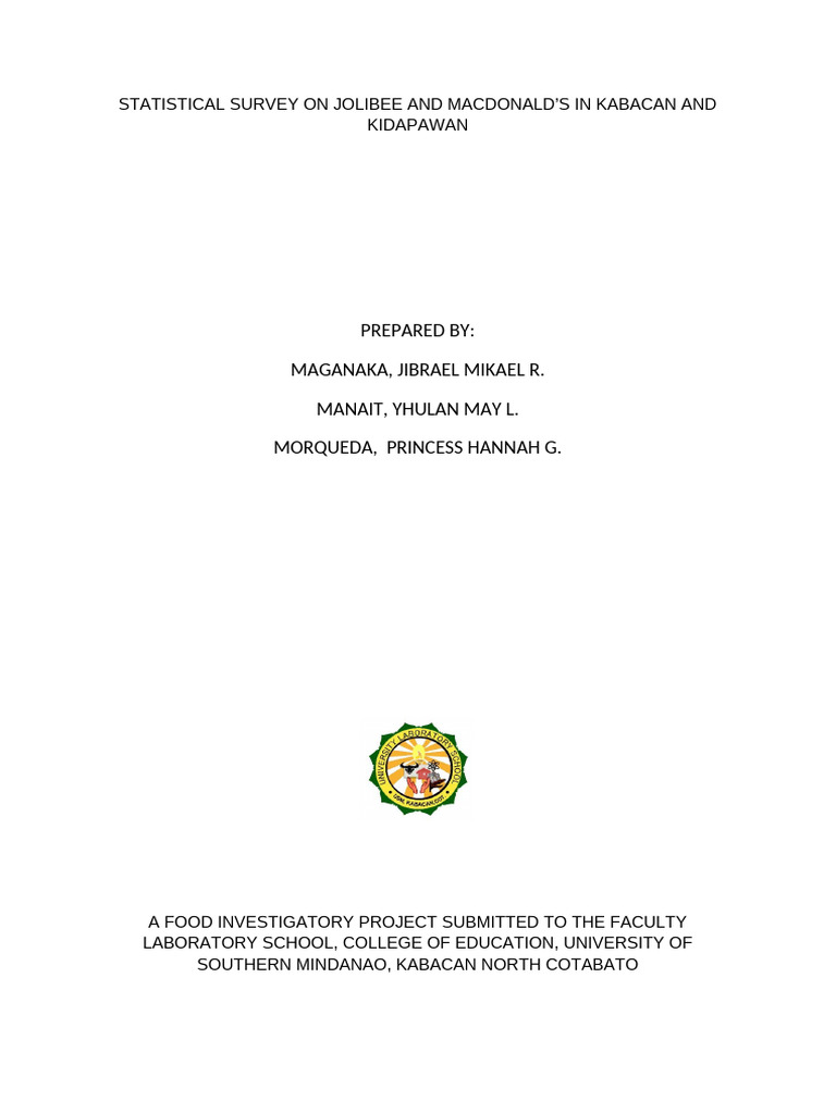 Jollibee vs McDonald's: Kabacan Survey Insights | PDF | Survey ...