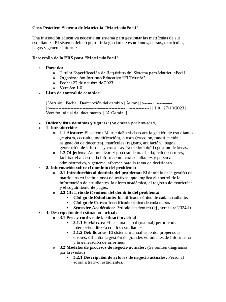 Sistema de Matrícula "MatriculaFacil" | PDF | Caso de uso | Documento ...