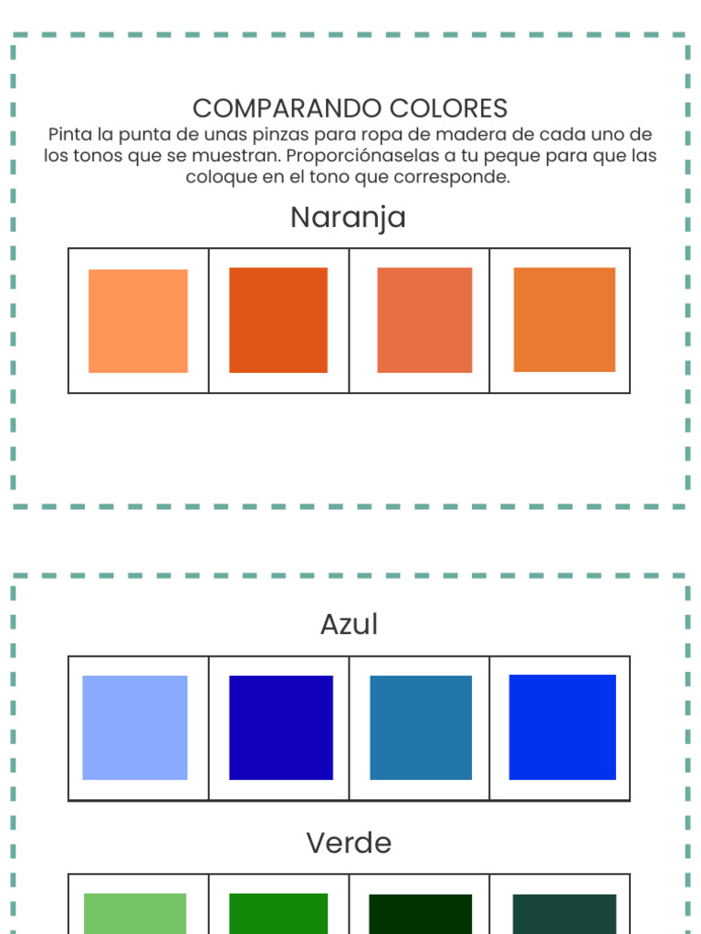 Actividad Infantil: Comparar Colores | PDF