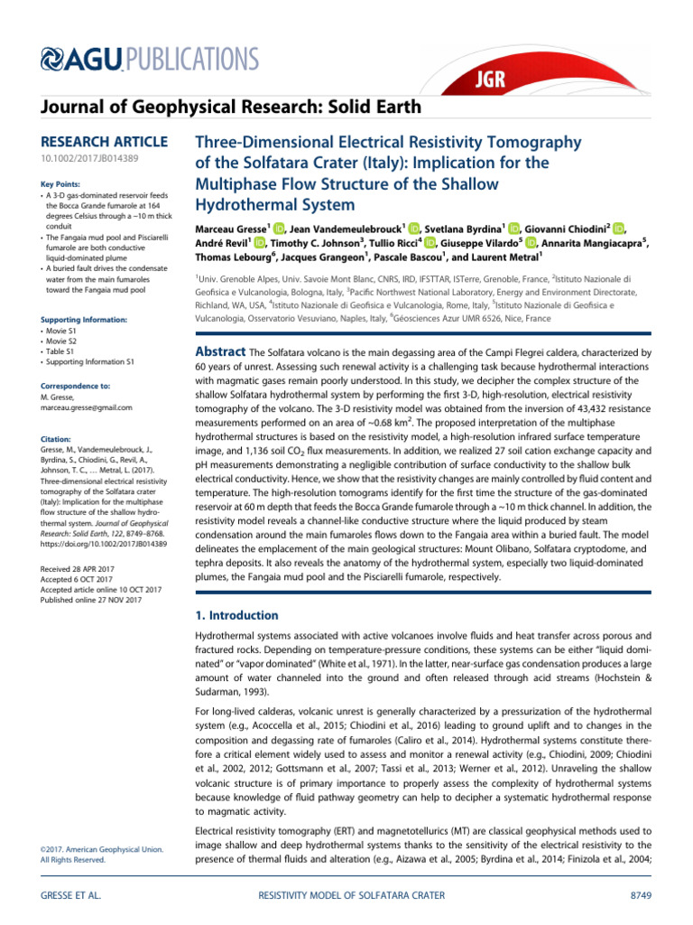 JGR Solid Earth - 2017 - Gresse - Three‐Dimensional Electrical ...