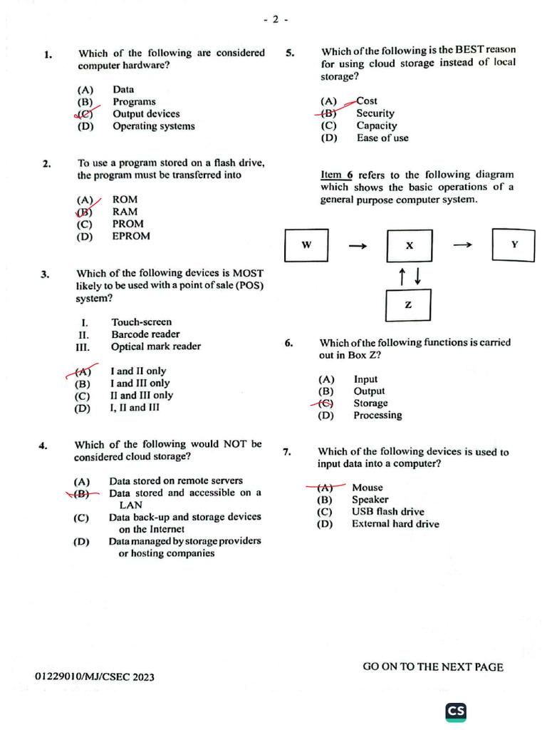 IT PAPER 1 - JUNE 2023ans | PDF