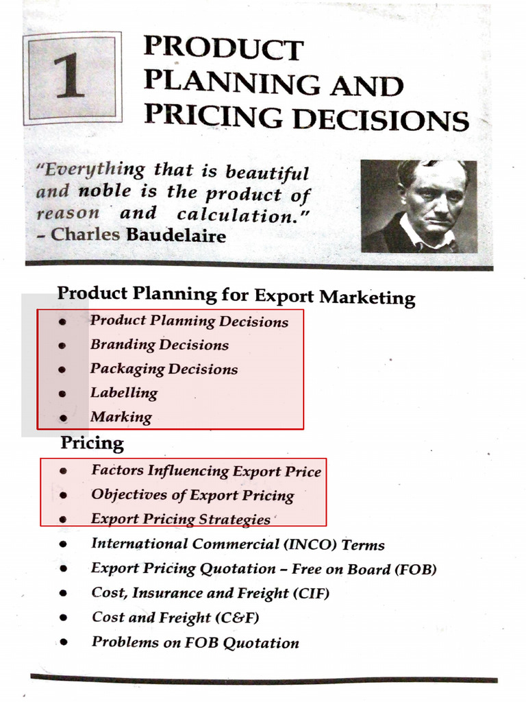 Export Marketing: Planning & Finance Guide | PDF | Marketing | Pricing