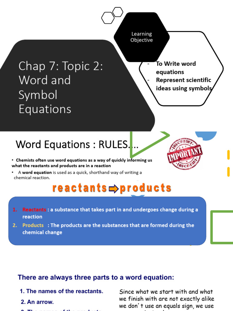 Writing Word and Symbol Equations | PDF