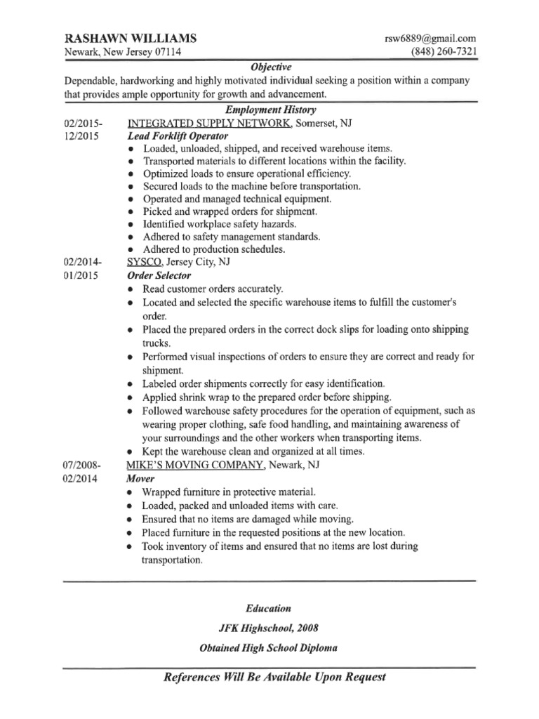 Rashawn Williams Resume | PDF
