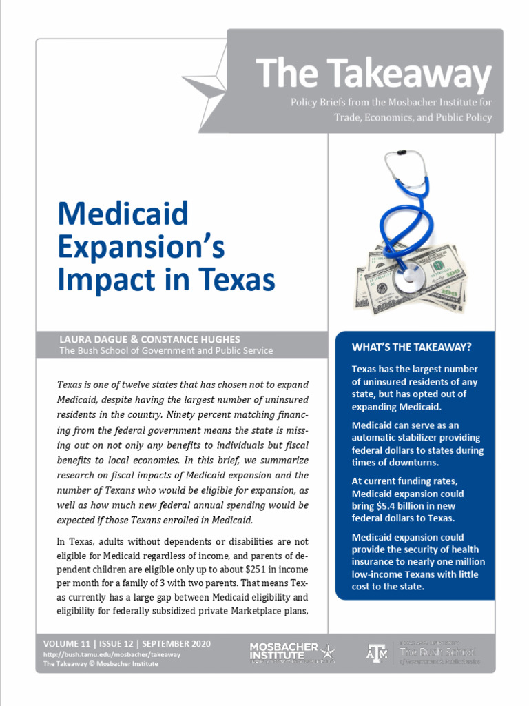 V11-12 Texas Medicaid Expansion Takeaway-New | PDF | Medicaid | Health ...