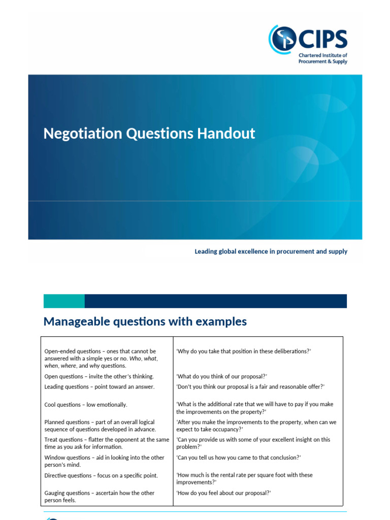 Handout - Negotiation Questions v1 | PDF | Negotiation | Psychology