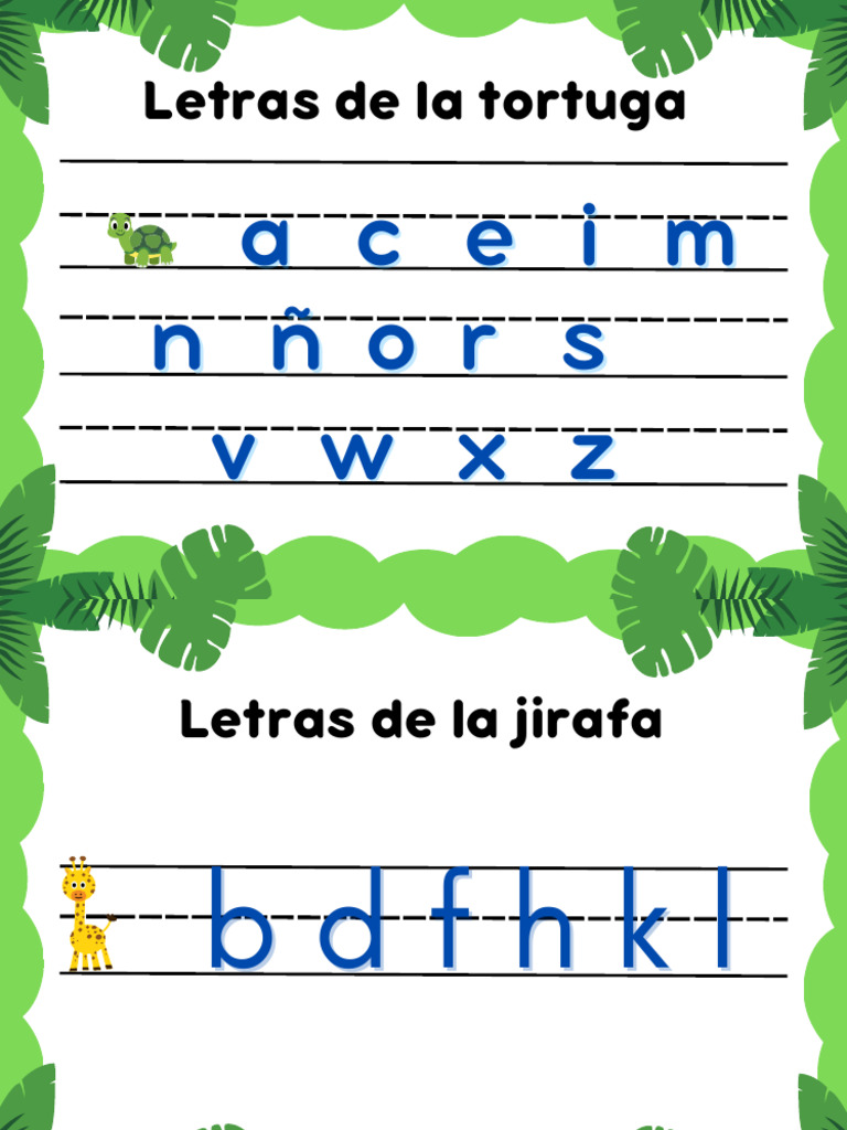 Letras de Animales: Tortuga y Jirafa | PDF