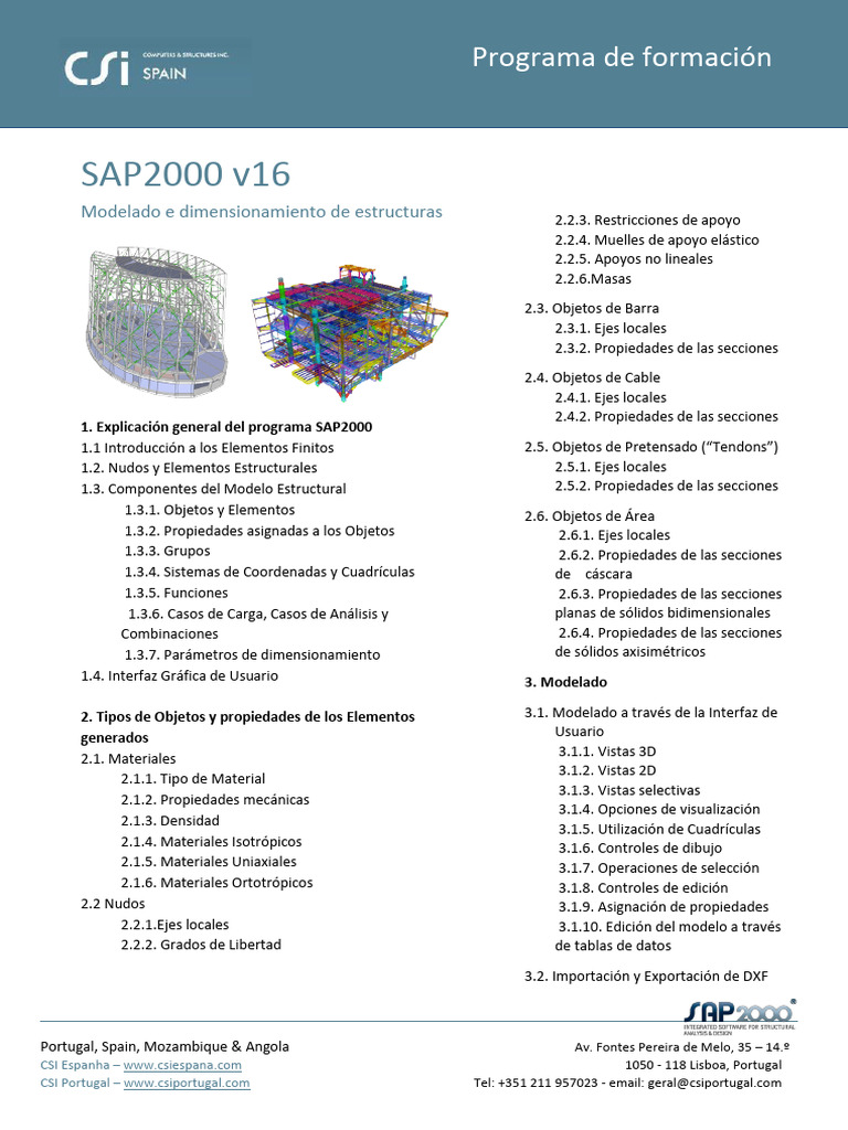 SAP2000 Course Summary ES | PDF | Rigidez | Ingeniero civil