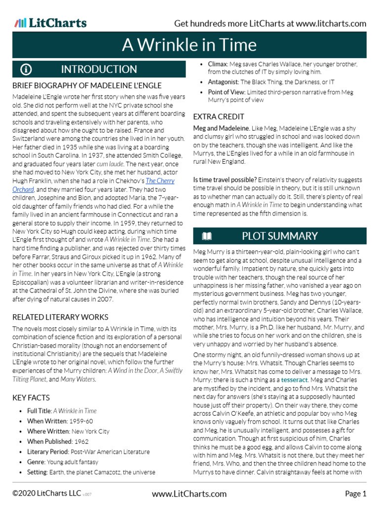 A Wrinkle in Time LitChart | PDF